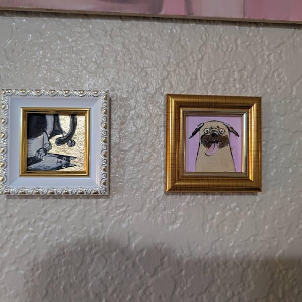 Robin Birds Oil Painting With Gold Leaf Framed 2x2 Gold Leaf Art Robin ...