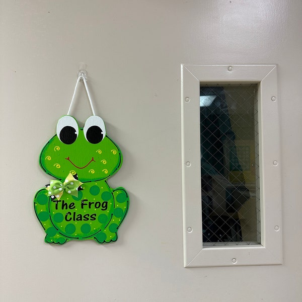 FROG TEACHER SIGN Wall Art Hanger Plaque Decor Hand Painted Handcrafted ...