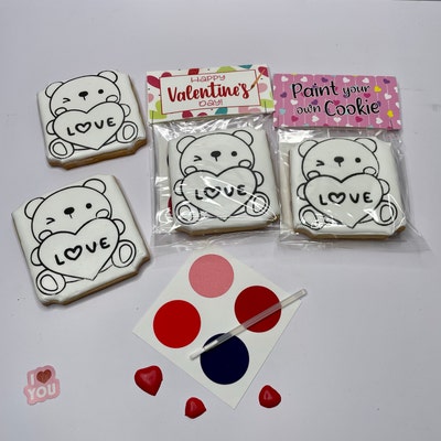 4 PYO Happy Valentine's Day Cookie Bag Topper, Paint Your Own Valentine ...