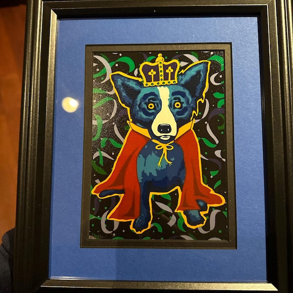 Blue Dog George Rodrigue Framed and Matted Postcard " She Lived Across ...