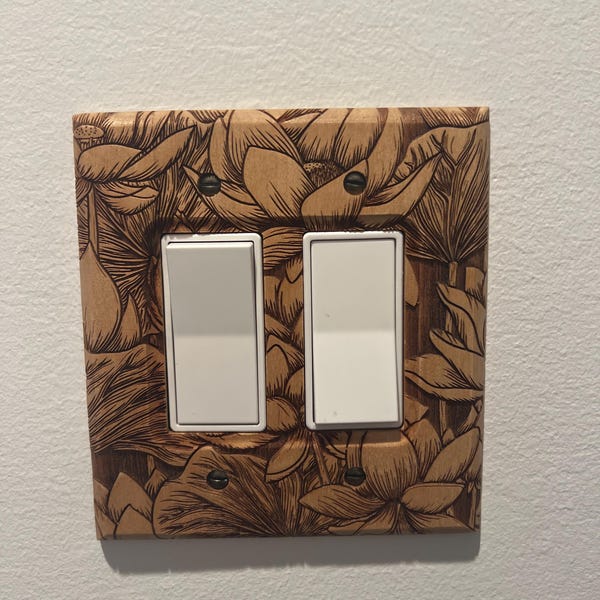 Lotus Flower Wooden Blank Light Switch Cover Blank Outlet Cover Nelumbo ...