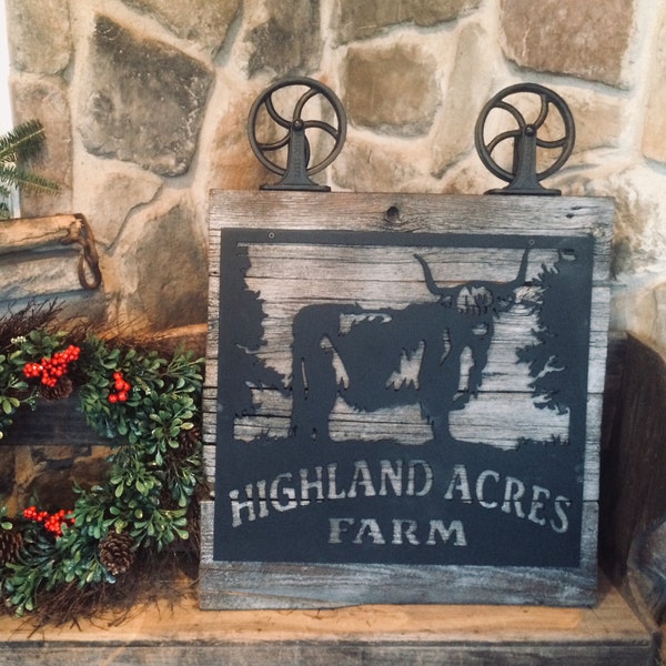 Custom Metal Highland Cattle Sign, Indoor or Outdoor Highland Cow Sign ...
