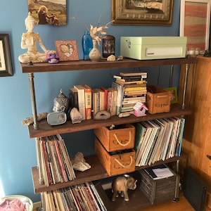 Steampunk Book Shelf, Industrial Bookcase, Wooden Book Case, Wooden ...