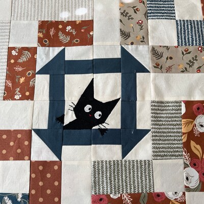 Cute Cat Quilt Block Pattern Kitty Quilt Block Animal Quilt Block ...