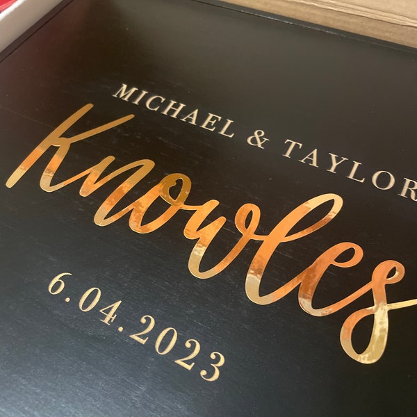 Personalized Wedding Card Drop Box | Engraved Slidetop Wood Box With ...