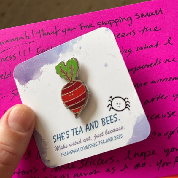 Beet It! Hard Enamel Pin / Lapel Pin / Art Badge - Etsy