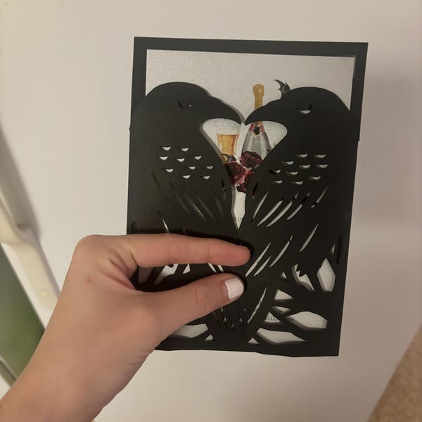 Gothic Wedding Invitation Template Svg, Crows Halloween Gatefold Invite ...