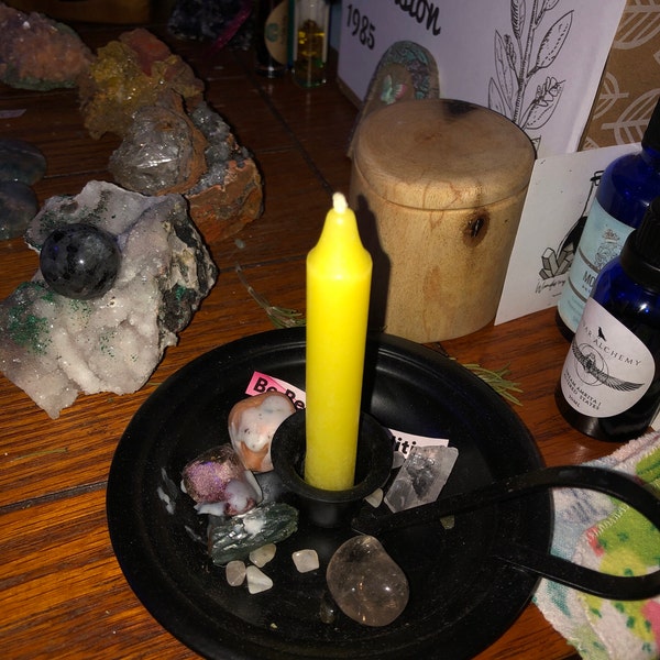 Taper Candle Holder Pan With Handle Metal Craft Supply Farmhouse ...