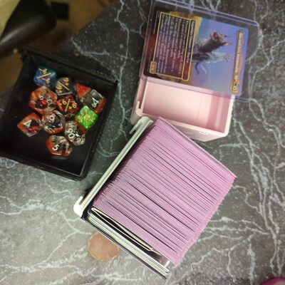 MTG Commander Sized Deck Box W Toploader Slot and Dice Compartment Tray ...