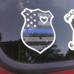 Thin Blue Line LEO American Flag Badge Vehicle Decal. Vinyl Decal. Law ...
