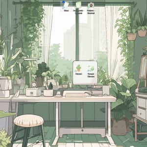 Lofi Matcha Green Wallpapers Pack Cute Art Kawaii Scenery Cat Coffee Background Cozy Anime ...