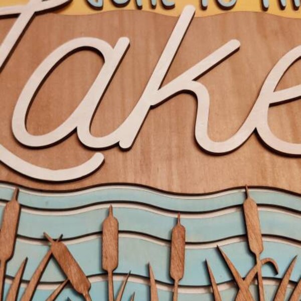 Gone to the Lake Summer Vacation Rental 3D Welcome Sign Round Door ...