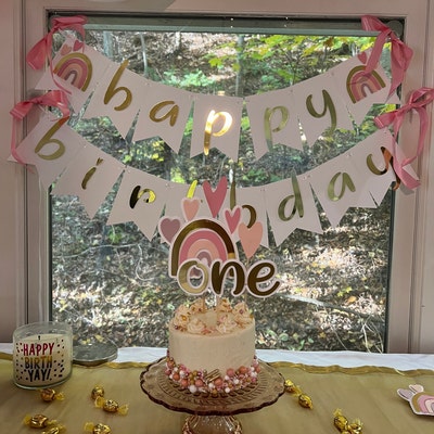 Girl First Birthday Package Boho Rainbow Party Bundle Blush - Etsy