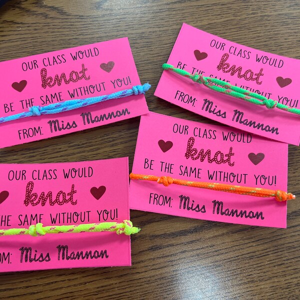 Knot Valentine Cards PRINTABLE Friendship Bracelet Valentine's Day Card ...