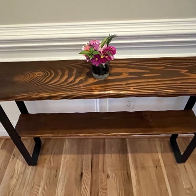 Entryway Table Console With Metal Legs and Distressed Wood, Entryway ...