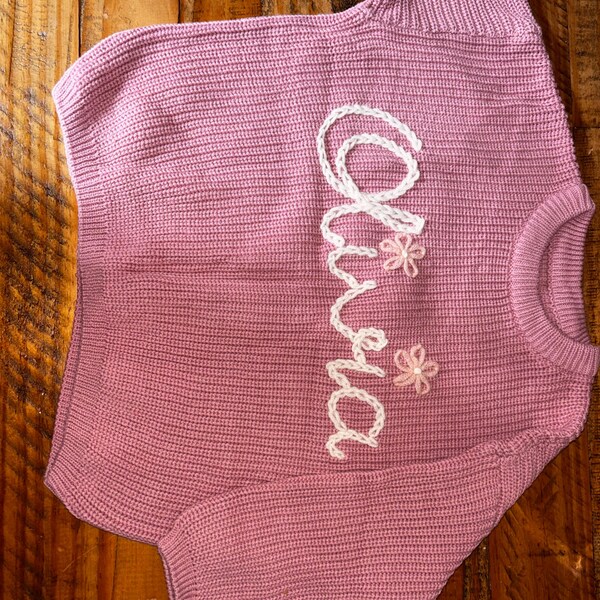 Custom Baby Sweater With Hand-embroidered Name and Monogram,custom Name ...