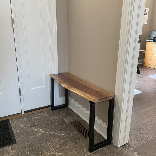 Modern Live Edge Bench / Entry Way Bench / Hand Made Solid Wood Bench ...