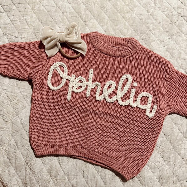 Personalized Baby Name Sweater,hand Embroidered Baby Sweater With Name ...