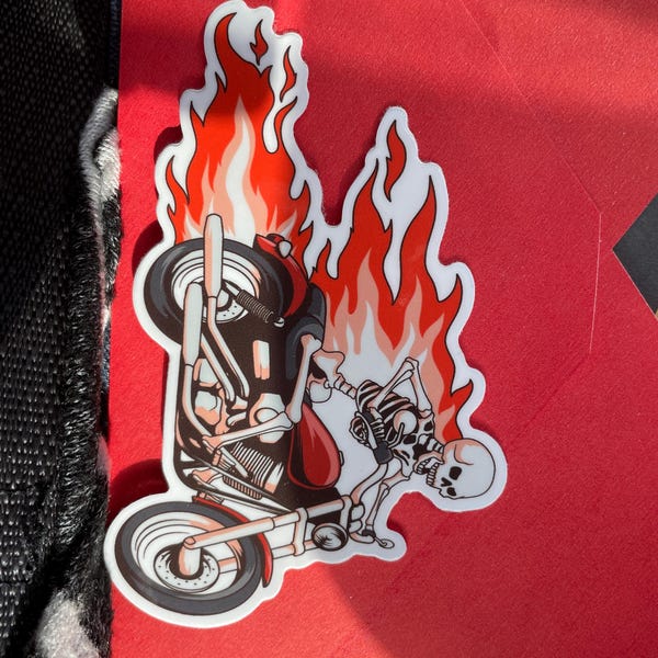 Skeleton Motorcycle Rider, Funny Motorcycle Sticker, Cool Motorcycle ...