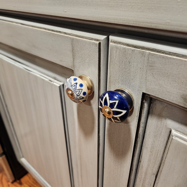 Assorted Blue and White Mixed Ceramic Knobs Kitchen Cabinet Drawer Knobs Cupboard Knobs Drawer ...
