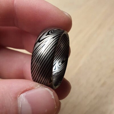 Damascus Ring, Black Tungsten Ring, Damascus Tungsten Ring, Mens ...