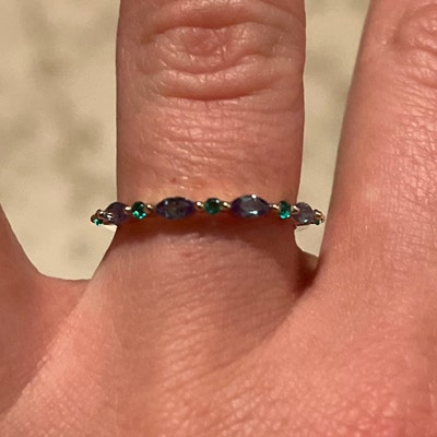 Alexandrite Eternity Wedding Band Vintage Alexandrite and Emerald ...