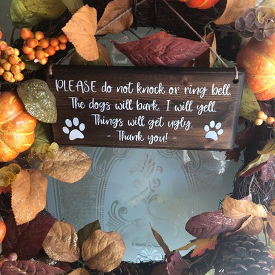 No Soliciting Sign, Protective Dog Sign, Responsive Dog Sign, Do Not ...