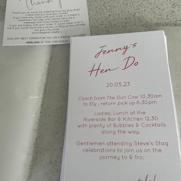 Hen Do Itinerary | Hen Do Invite | Hen Do | Hen Party | Elegant ...