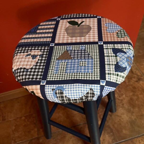 Royal Blue / White Check Bar Stool Cover - Etsy