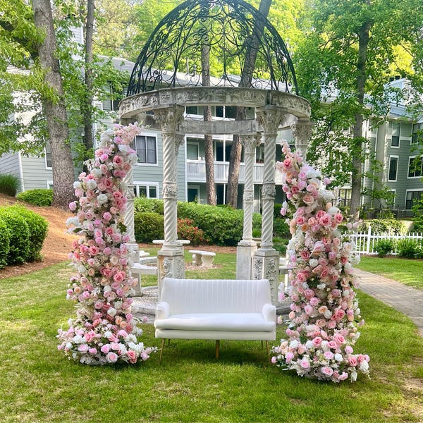 W8ft X H8.53ft Rollable Artificial Pink Rose Arch Wedding Decoration ...