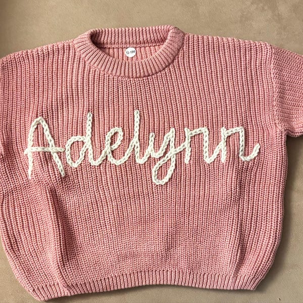 Personalized Baby Knit Sweater, Hand Embroidered Baby Name Sweater ...