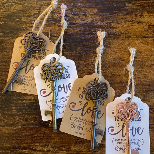 Key Bottle Openers AND Tags, Wedding Favors, Skeleton Key Favors, Key ...