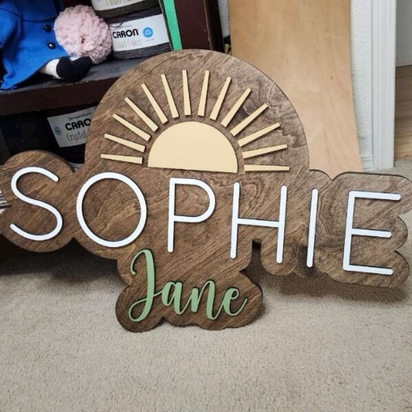 Boho Name Sign, Nursery Name Sign, Sun Nursery Decor, Boho Sun Name ...