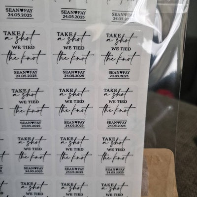 Take A Shot We Tied the Knot Stickers for Wedding Favours Wedding Favor ...