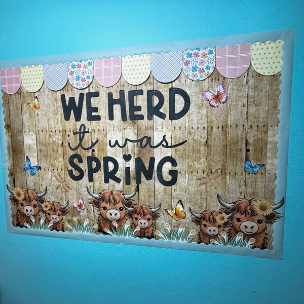 Spring Bulletin Board Kit Highland Cow Classroom Decor Printable - Etsy