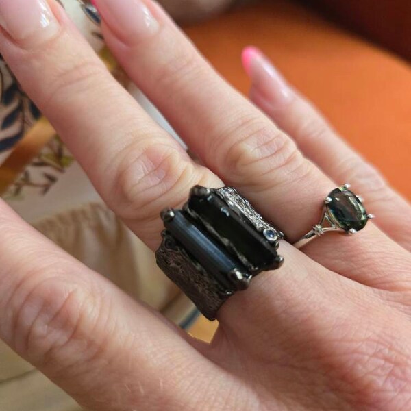 Raw Bismuth Ring for Women, Rough Gemstone Statement Jewelry ...