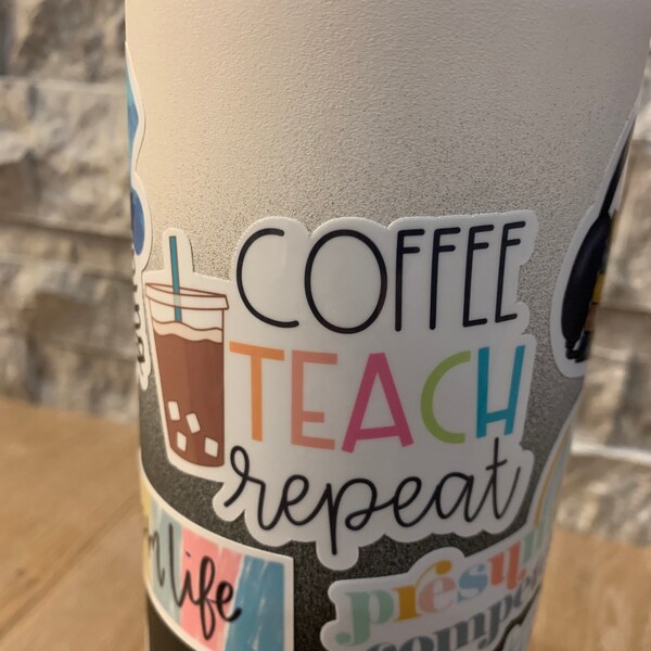 Coffee Teach Repeat Sticker - Etsy