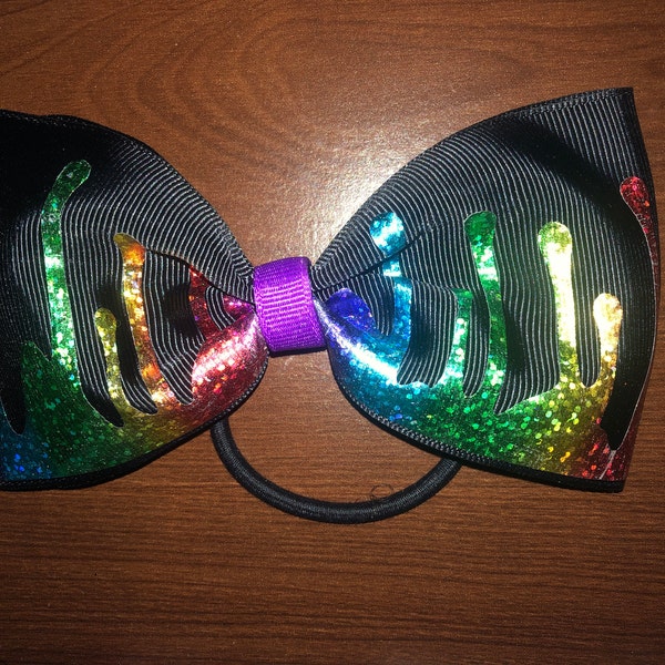 Rainbow Drip Bow, Drip Tuxedo Bow, Gymnastics Bow, Tailless Cheer Bow ...