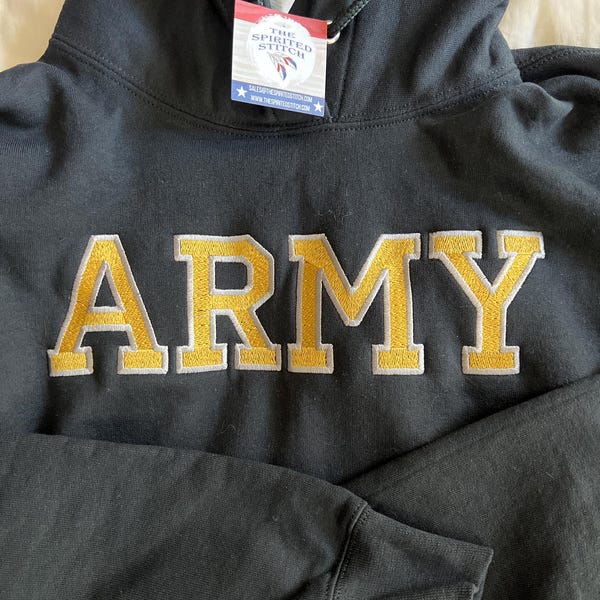 Army Aviation Crew Neck Sweatshirt, Black and Gold, Embroidered - Made ...