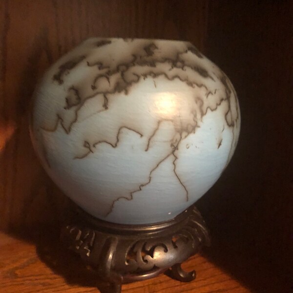 Raku Pottery With Striped Crackle Glaze. Orange and Brown. - Etsy