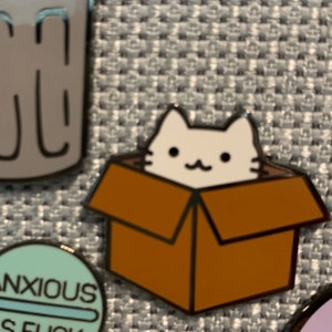 Box Cat Hard Enamel Pin Cute Lapel Pin Gift Stocking - Etsy