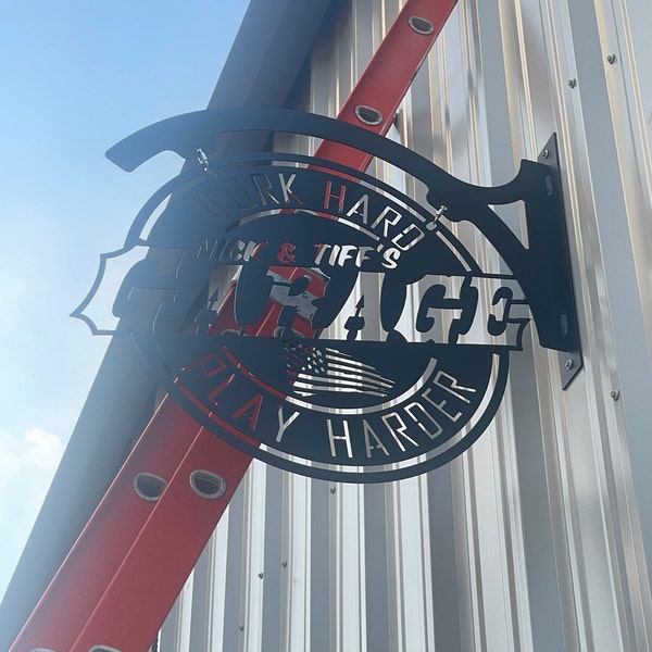 Personalized Hanging Garage Sign Metal Steel, Fathers Day Gift, Large ...