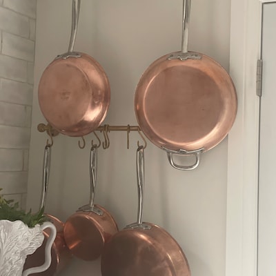 Unlacquered Brass Pot Rack Wall Mount for Kitchen With s Hooks Brass ...