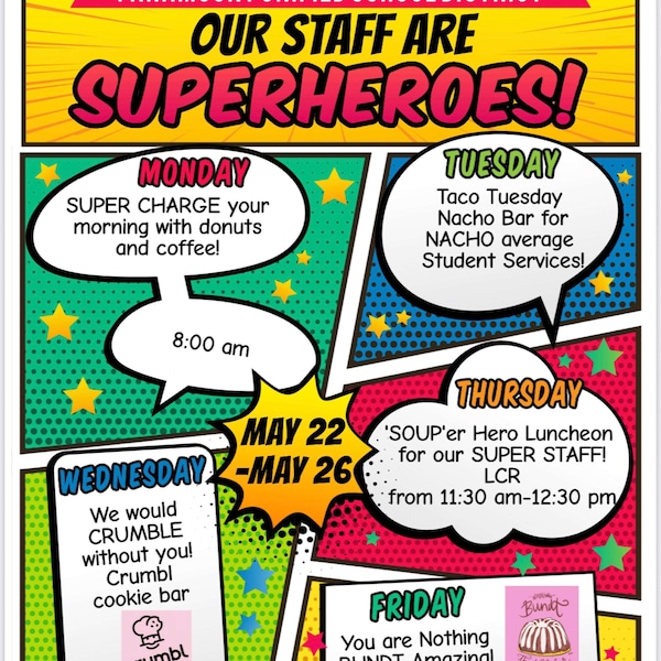 EDITABLE Superhero Teacher Appreciation Week Itinerary Poster ...