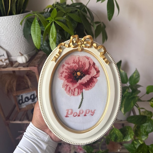 Pink Poppy Mini Cross Stitch Pattern, Mini Cross Stitch Pattern, Cross ...