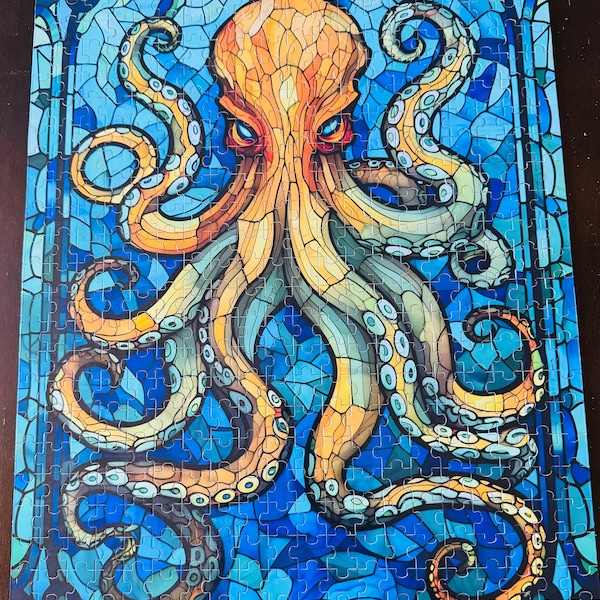 Stained Glass Octopus Jigsaw Puzzle 300/500/1000 Piece - Etsy