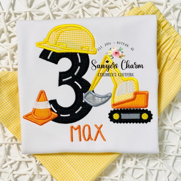 Number 3 Construction Digital Applique Embroidery File in 4x4 5x7. - Etsy