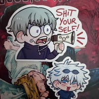 Shouting Sorcerer Chibi, Funny Anime, Glossy Vinyl Sticker for Laptop ...