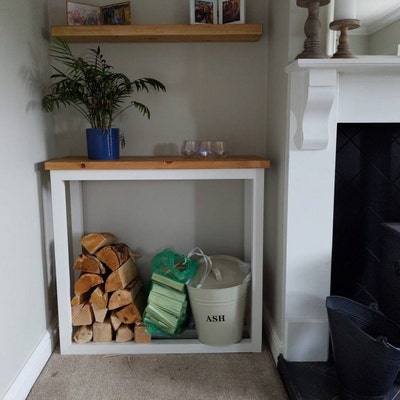 Tall Indoor Log Store Wooden Side Table Lamp Table Log Store Logs ...