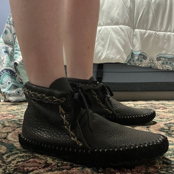 Buffalo Hide Moccasins-hand Stitched with or Without Fringe - Etsy